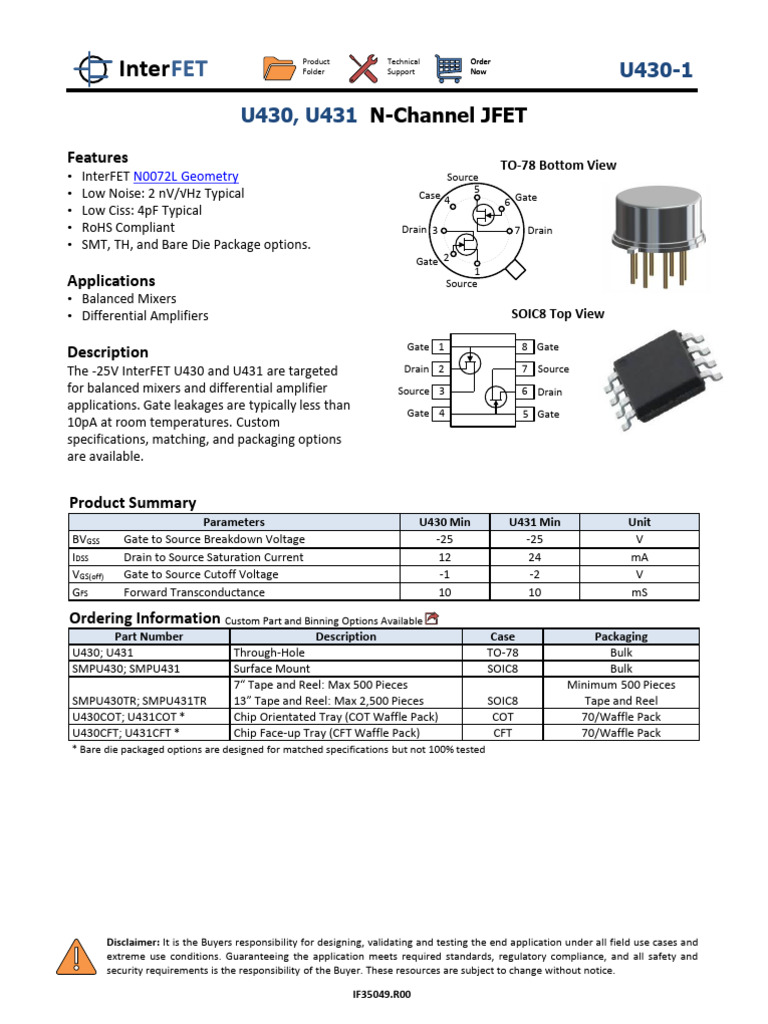 Jfet U430 U431 Interfet-2888051 | PDF | Field Effect Transistor ...