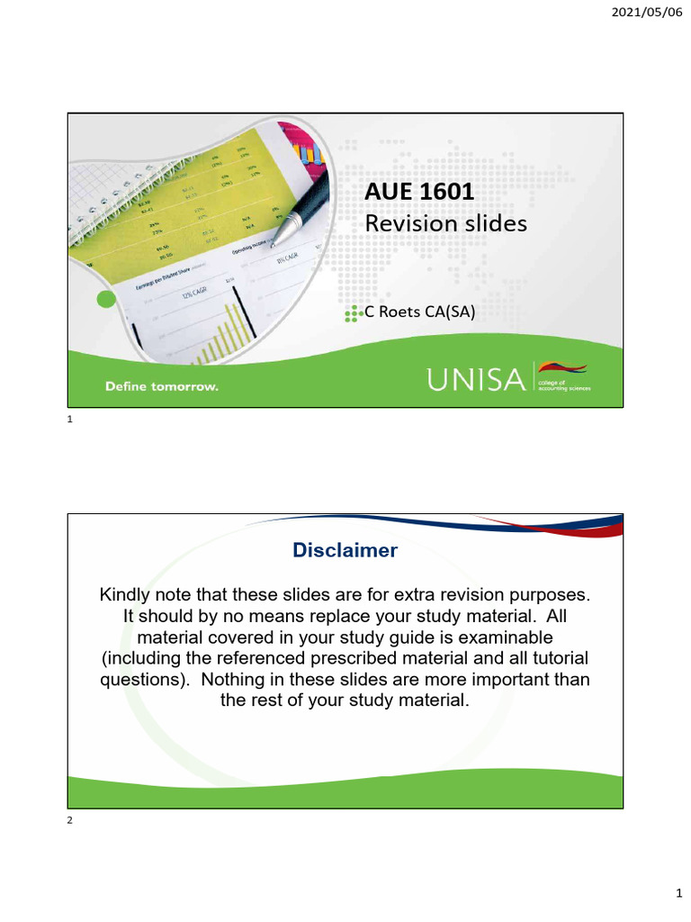 AUE1601 revision slides | PDF