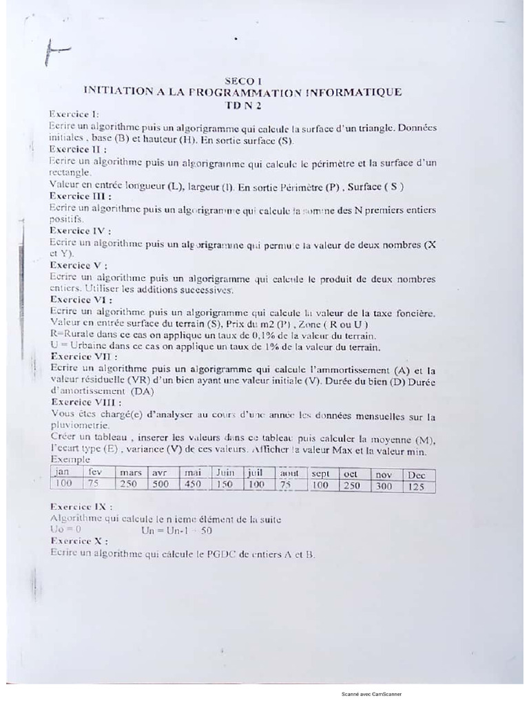 TD n2 Programmation Informatique | PDF