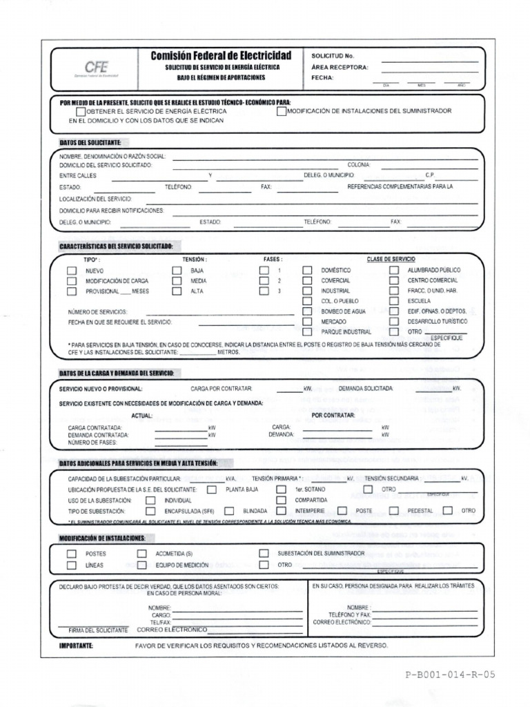 Solicitud Cfe | PDF