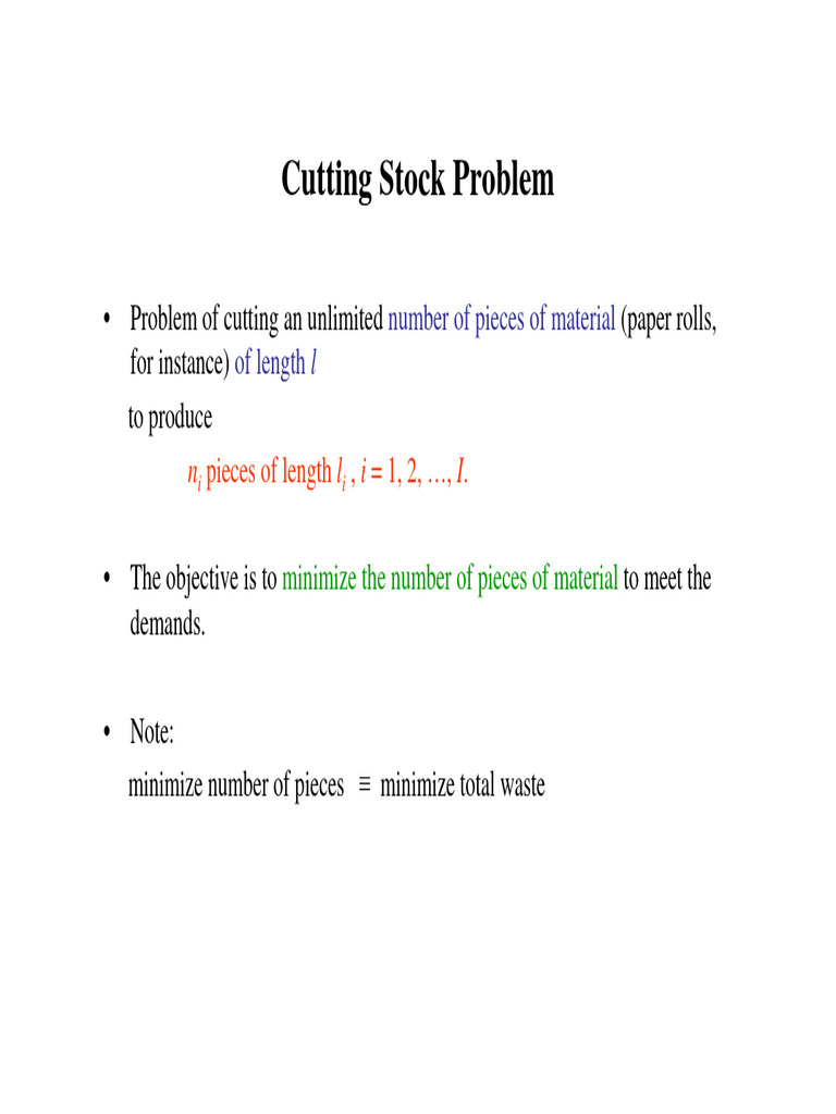 Cutting Stock Problem Overview | PDF | Systems Analysis | Algorithms ...
