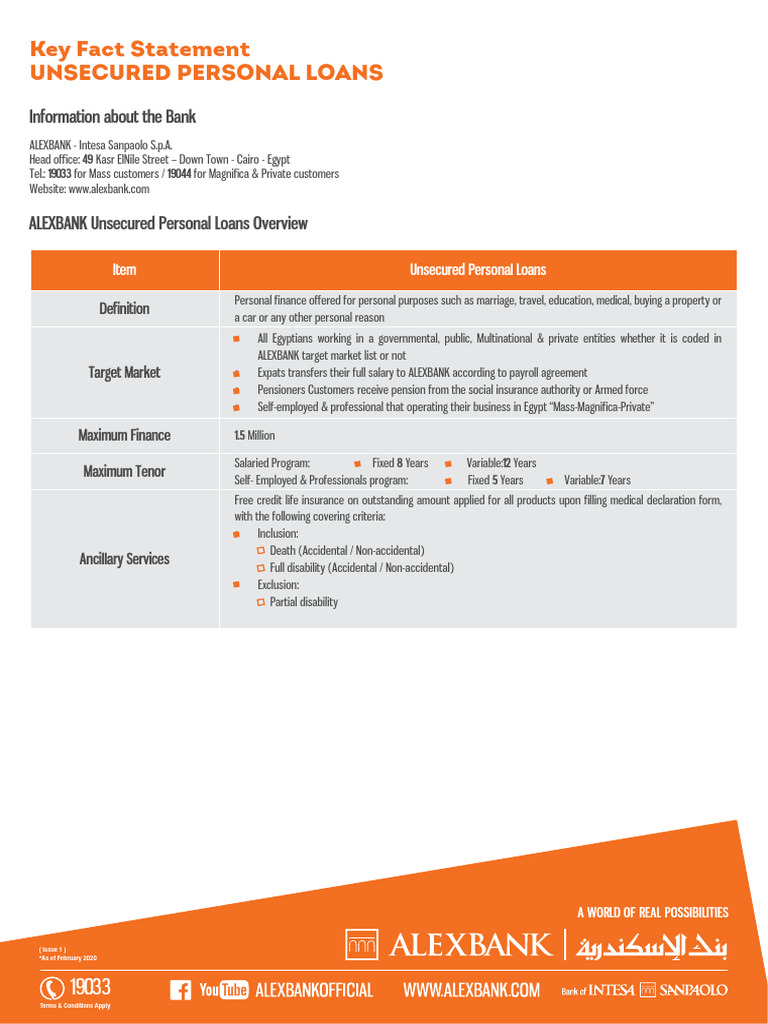 Key Fact Statements Fully Secured Personal Loans - en | PDF | Loans | Banks