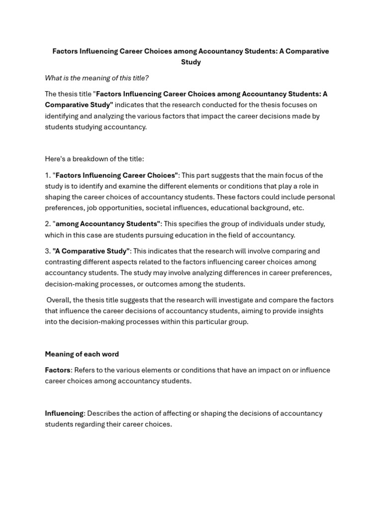 Factors Influencing Career Choices | PDF | Accounting | Cognition