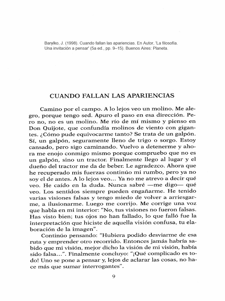 Barylko 1998 - Cuando Fallan Las Apariencias | PDF