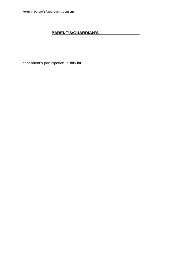 (Form 4) Parent's - Guardian's Written Consent | PDF