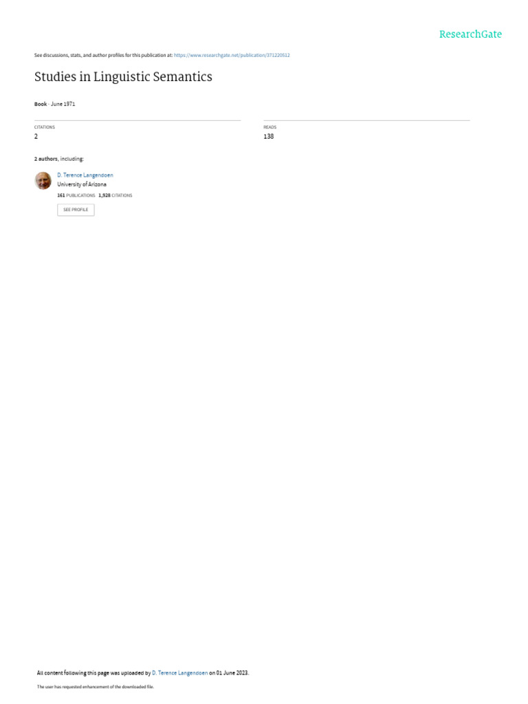 1971studies Linguistic Semantics-Extract | PDF