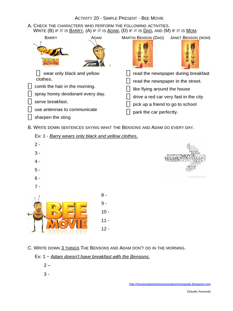 20 Bee Movie - Present Simple | PDF