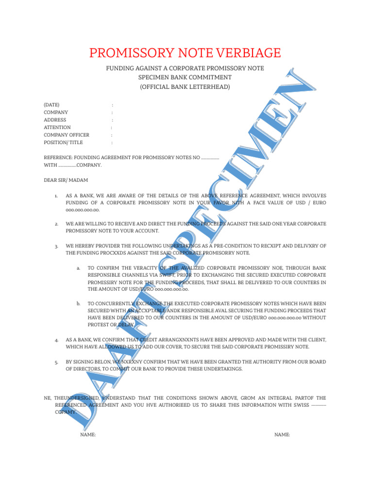 Promissiry Note Verbiage 250318 224752 | PDF