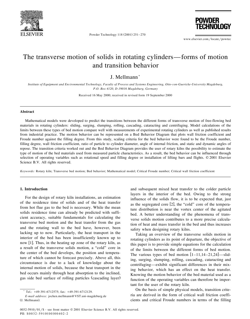 Mellman - The Transverse Motion of Solids in Rotating Cylinders-Forms ...