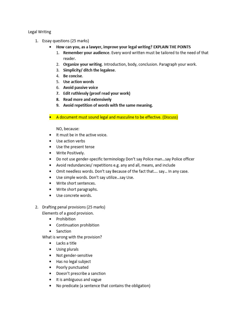 Legal Writing Good Notes | PDF | Linguistics | Syntax