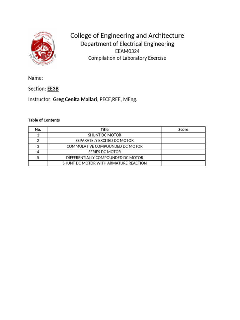 DC Motor Laboratory Exercises Guide | PDF