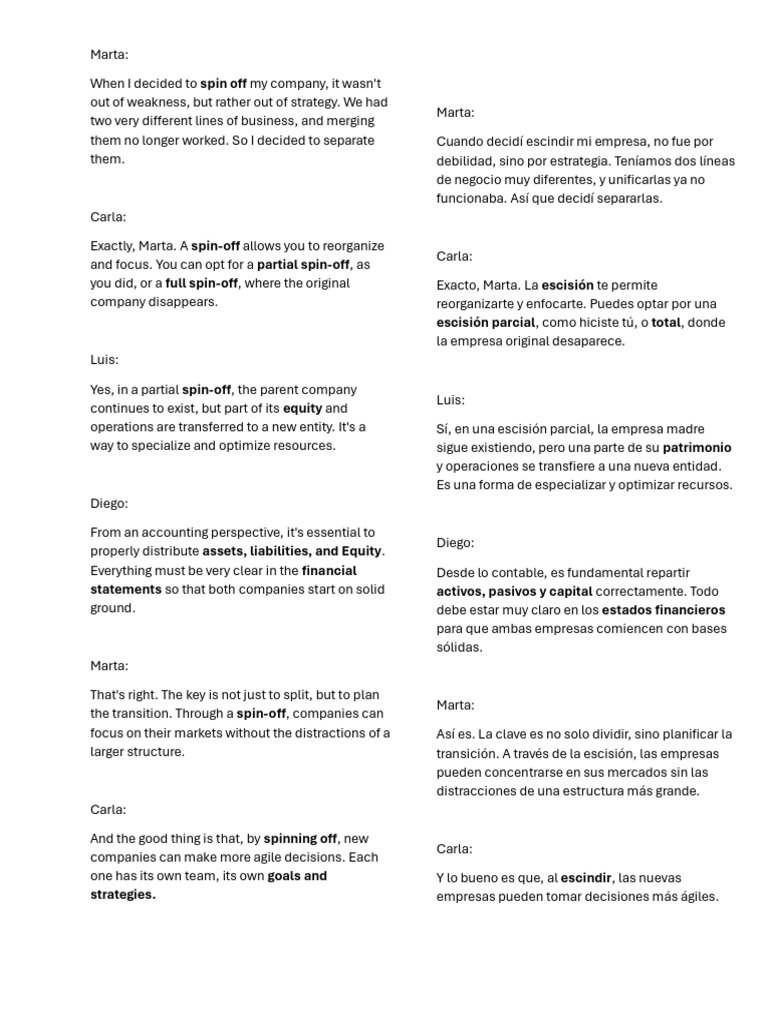 Dialogo Escisión | PDF