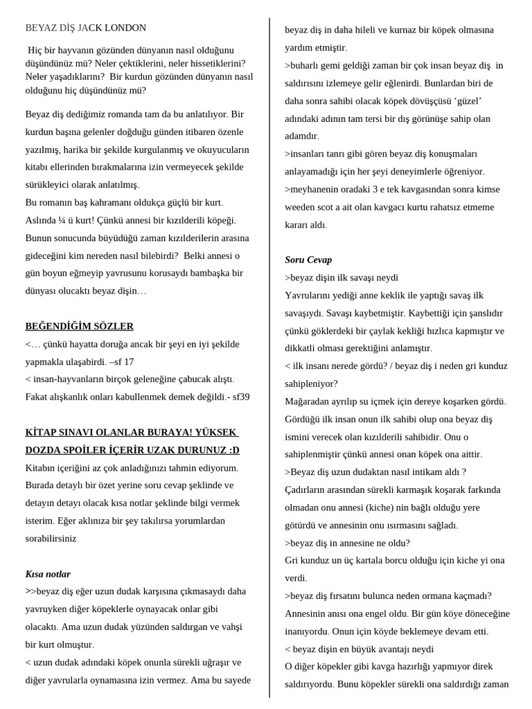 Beyaz Di Roman Test Sorular Ve Cevaplar | PDF