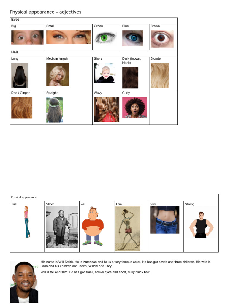 Physical Appearance - Picture Dictionary | PDF