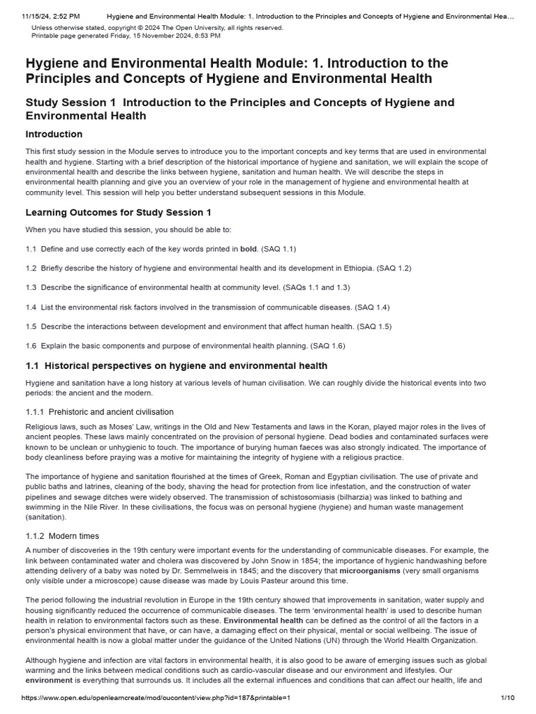 Hygiene and Environmental Health Module_ 1. Introduction to the ...