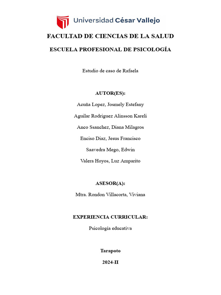 ESTUDIO DE CASO DE RAFAELA - Docx - Documentos de Google | PDF | Autismo | Comunicación humana