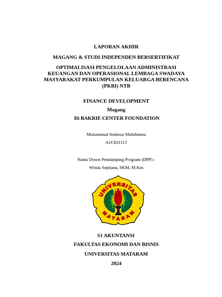 Optimalisasi Keuangan PKBI NTB | PDF