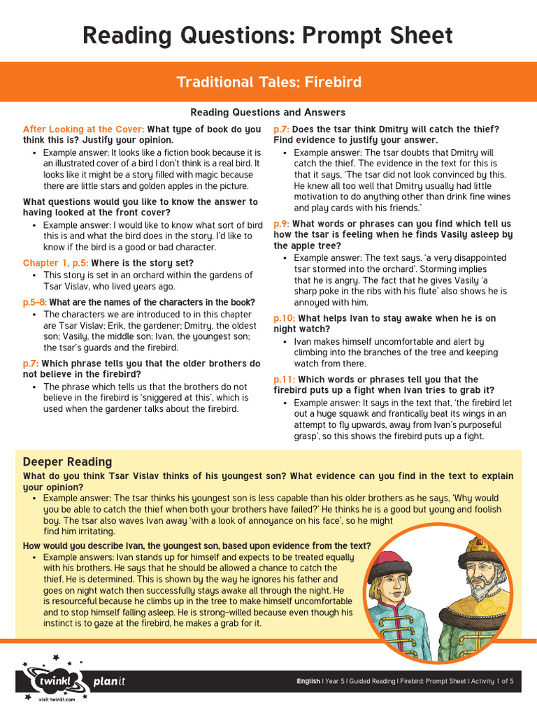 Year 5 Guided Reading: Firebird Activity | PDF