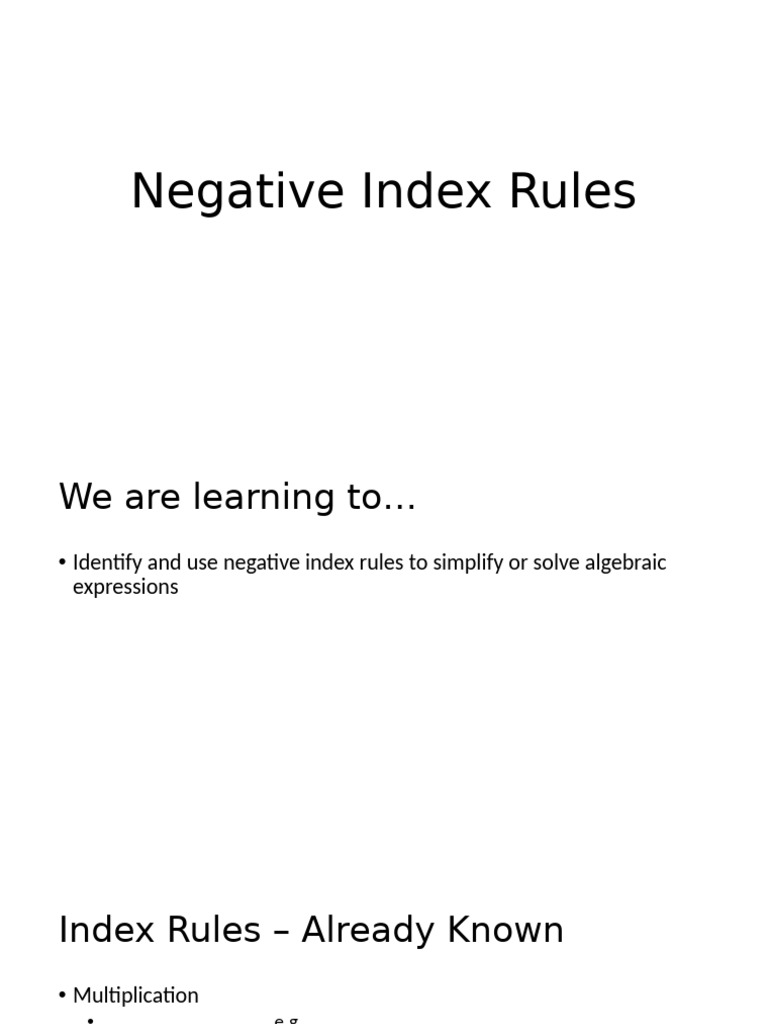 Index Rules - Neg | PDF