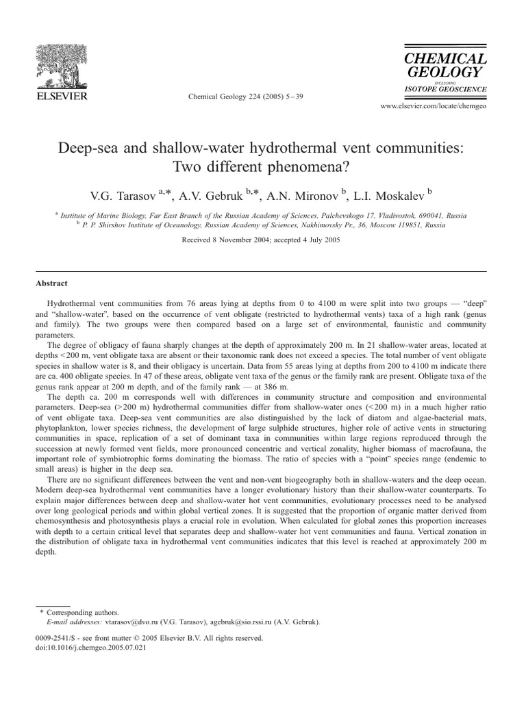 Tarasov et al. - 2005 - Deep-sea and shallow-water hydrothermal vent ...