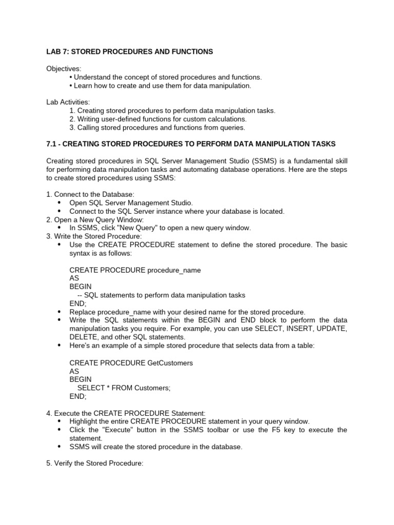 7 IM Lab Stored Procedures and Functions | PDF | Databases | Sql