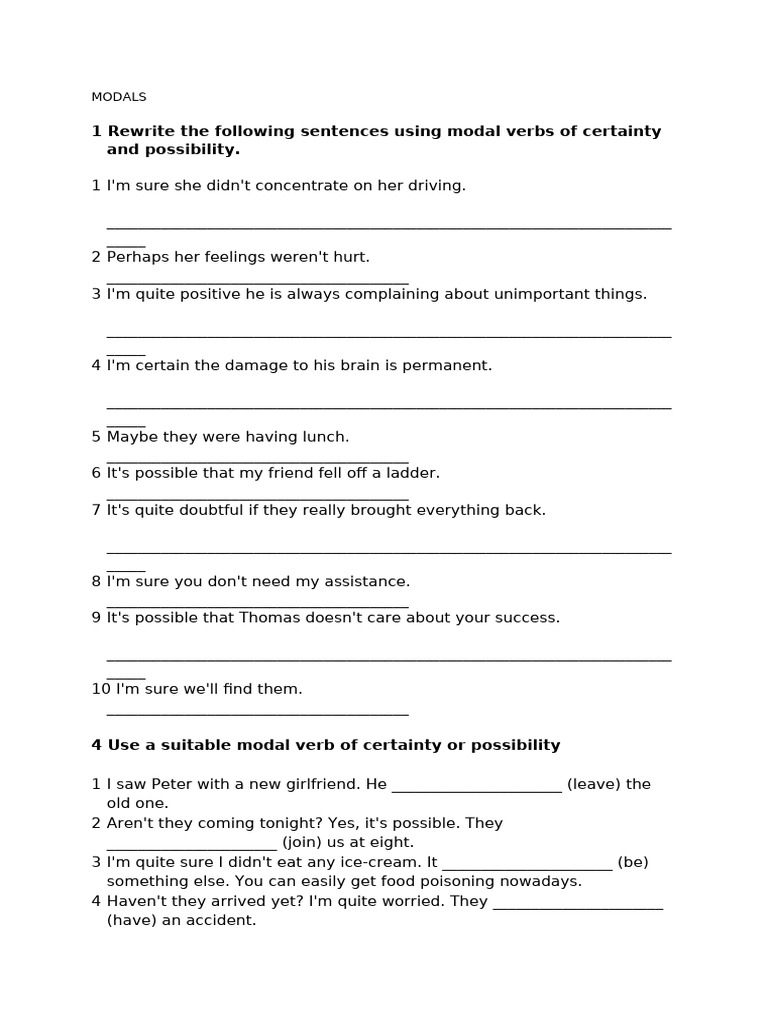 MODAL Exercises.docx · Version 1 | PDF