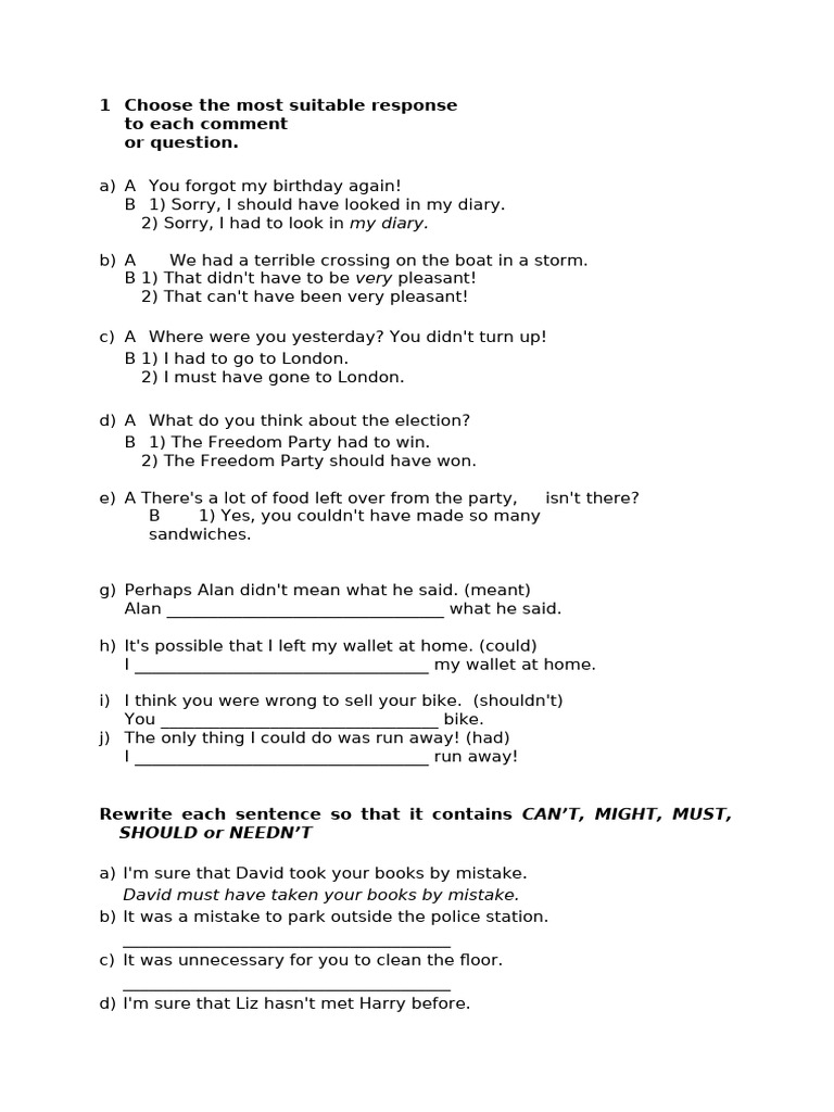 Choose Best Modal - Docx Version 1 | PDF