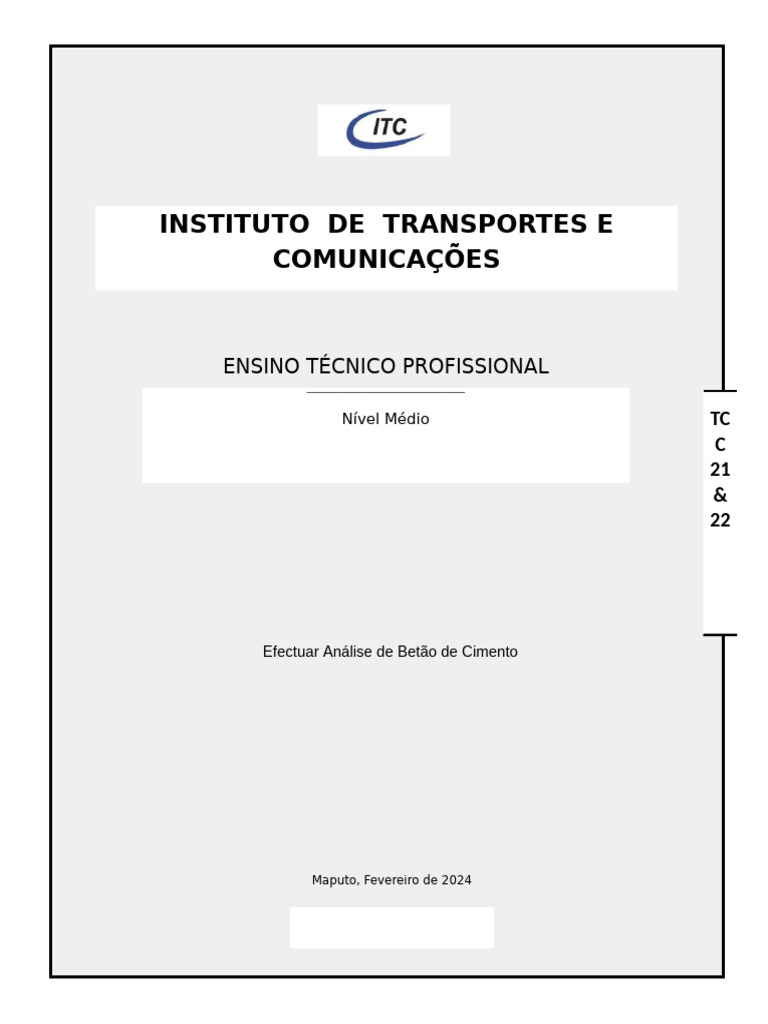 Ficha de APOIO 3 - ITC - EABC - Draft | PDF | Concreto | Desvio padrão