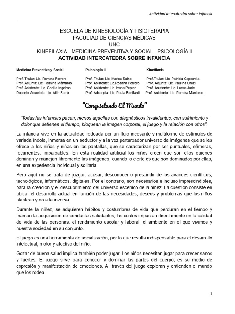 Resumen Infancia Intercátedra 2024 | PDF | Aprendizaje | Abuso infantil