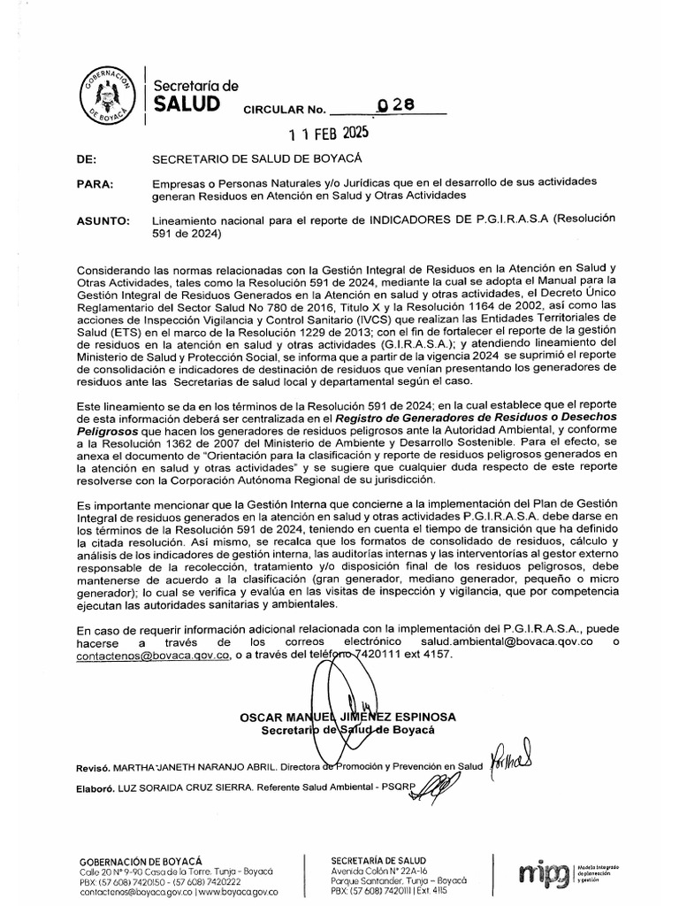Circular 028 de 2024-02-11-INDICADORES PGIRASA | PDF
