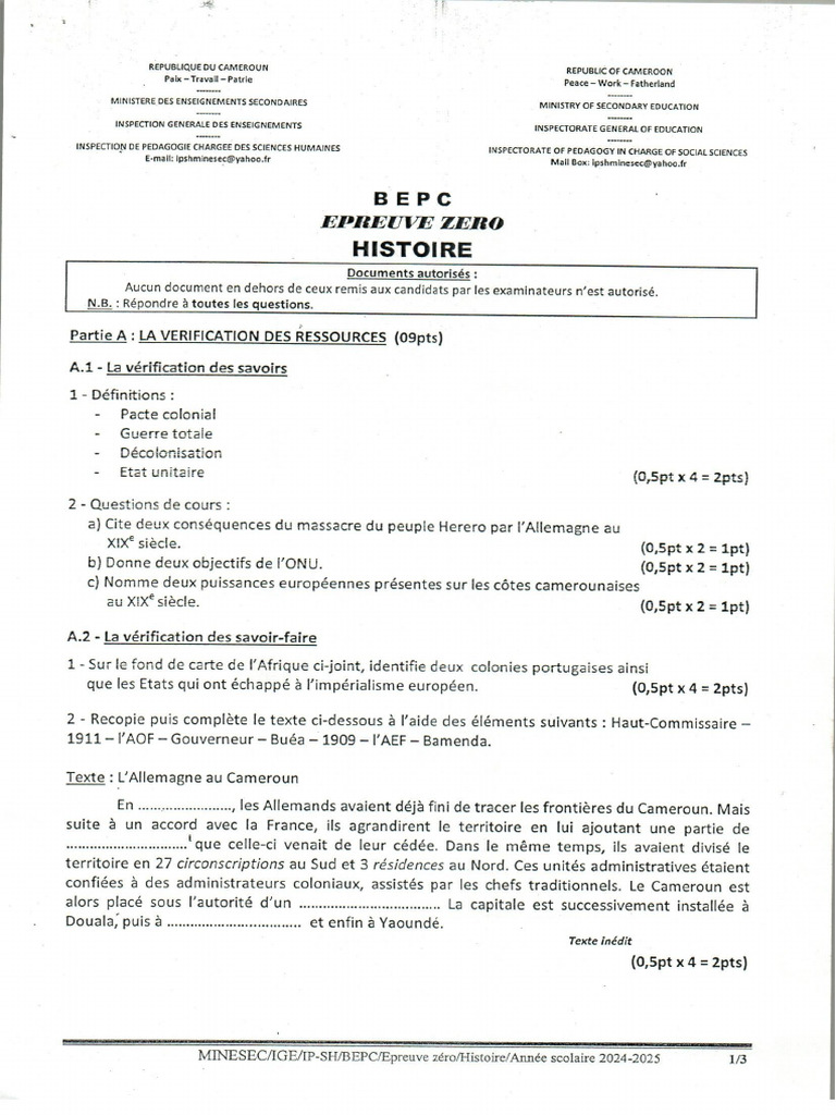 3-Histoire, Bepc, Prob, Bacc | PDF