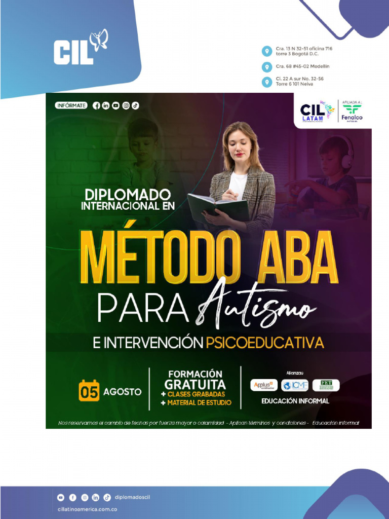 Brochure método ABA para autismo e intervención psicoeducativa del 5 al 15 de agosto(1) | PDF ...