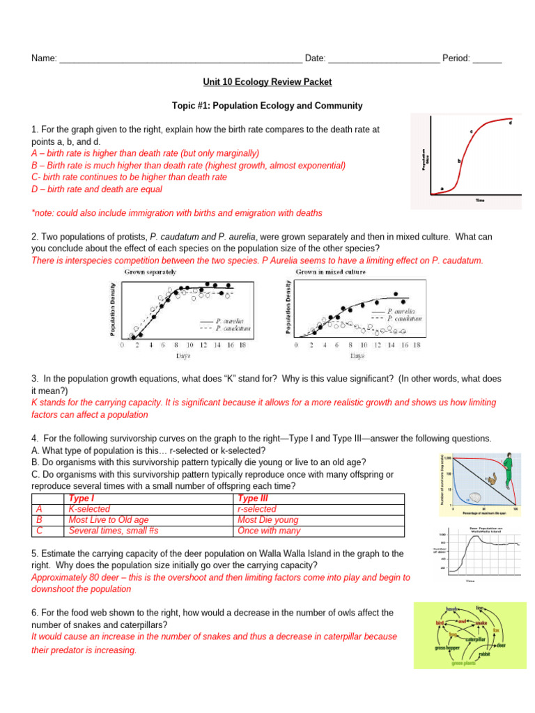 Ecology Review Packet: Key Concepts | PDF | Ecosystem | Ecological Niche