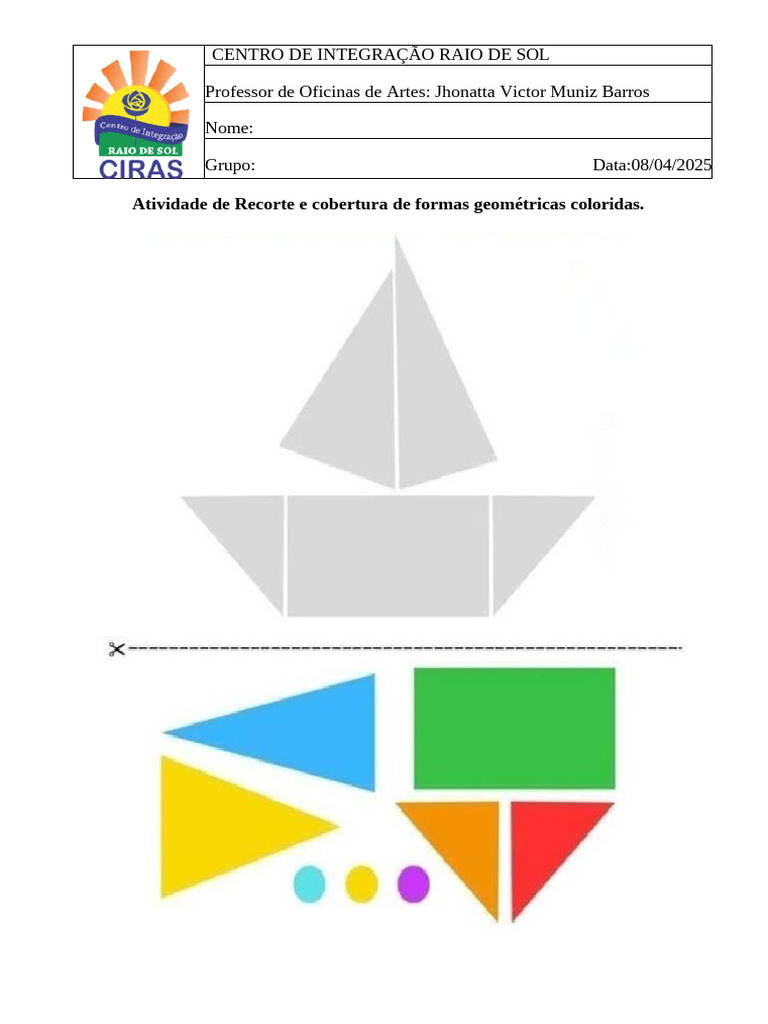 Atividade de Recorte e Cobertura de Formas Geométricas Coloridas 1 | PDF