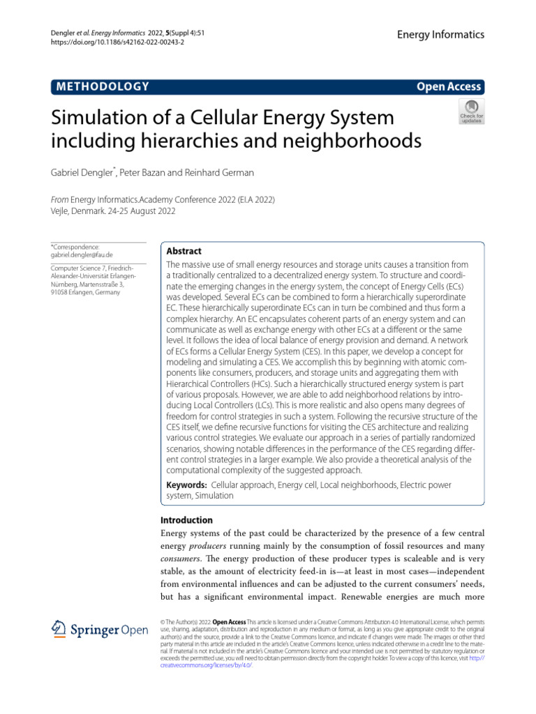 Simulation of A Cellular Energy System Including Hierarchies and ...
