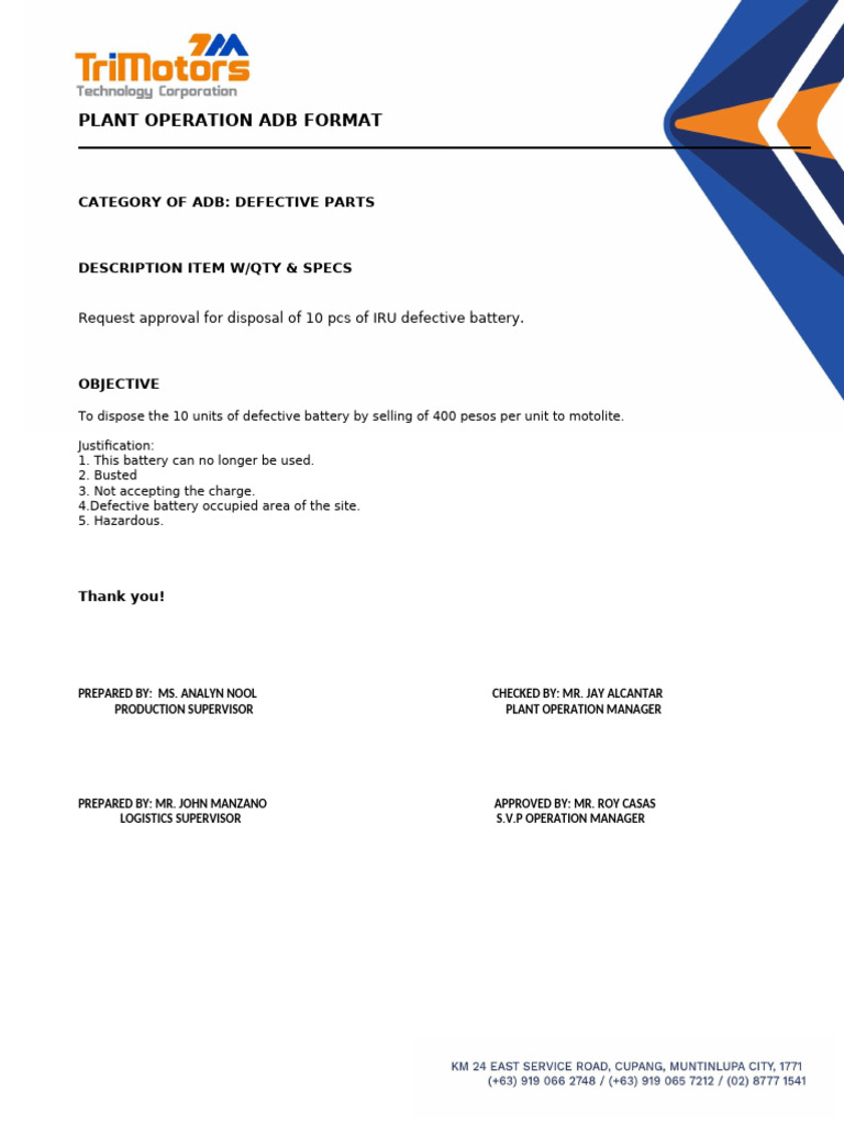 Defective Parts Word File | PDF