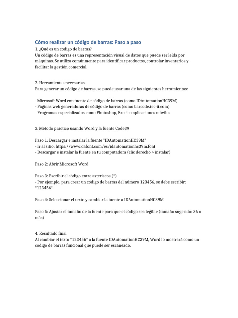 Como Realizar Un Codigo de Barras | PDF