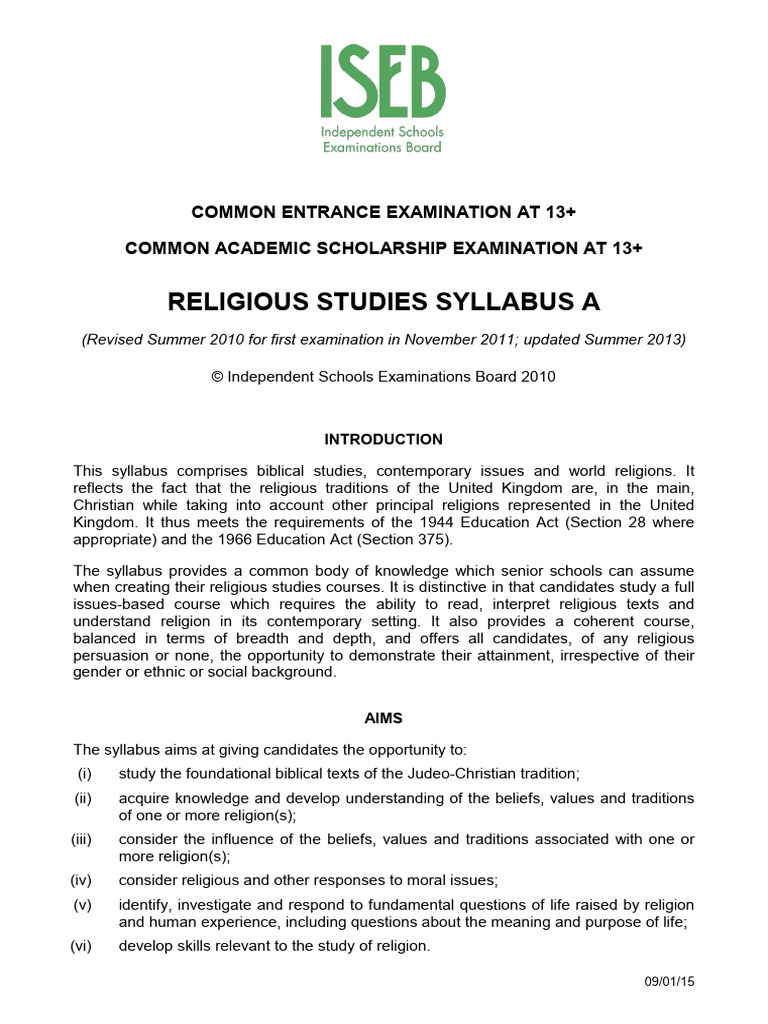 Religious Studies Syllabus | PDF | Jesus | Resurrection Of Jesus