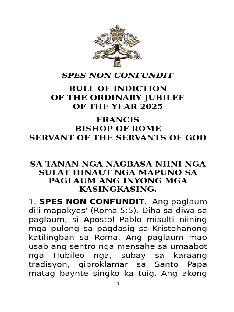 Booklet Spes Non Confundit Cebuano Version | PDF