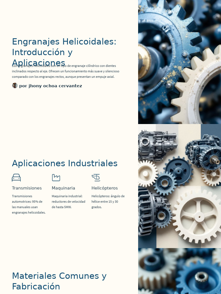 Aplicaciones de Engranajes Helicoidales | PDF | Engranaje | Ingeniería ...