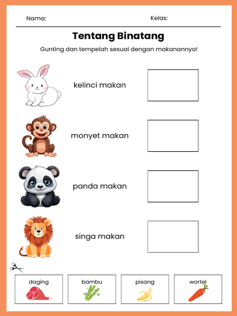 Tentang Binatang Lembar Kerja Oren Dan Putih Gaya Ilustratif - 20241105 ...