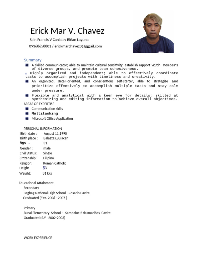 Profile of Erick Mar V. Chavez | PDF