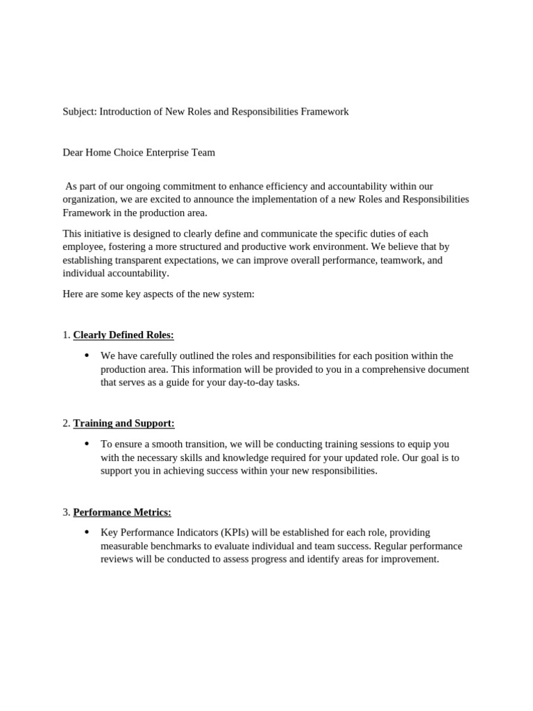New Roles and Responsibilities Framework | PDF | Performance Indicator ...