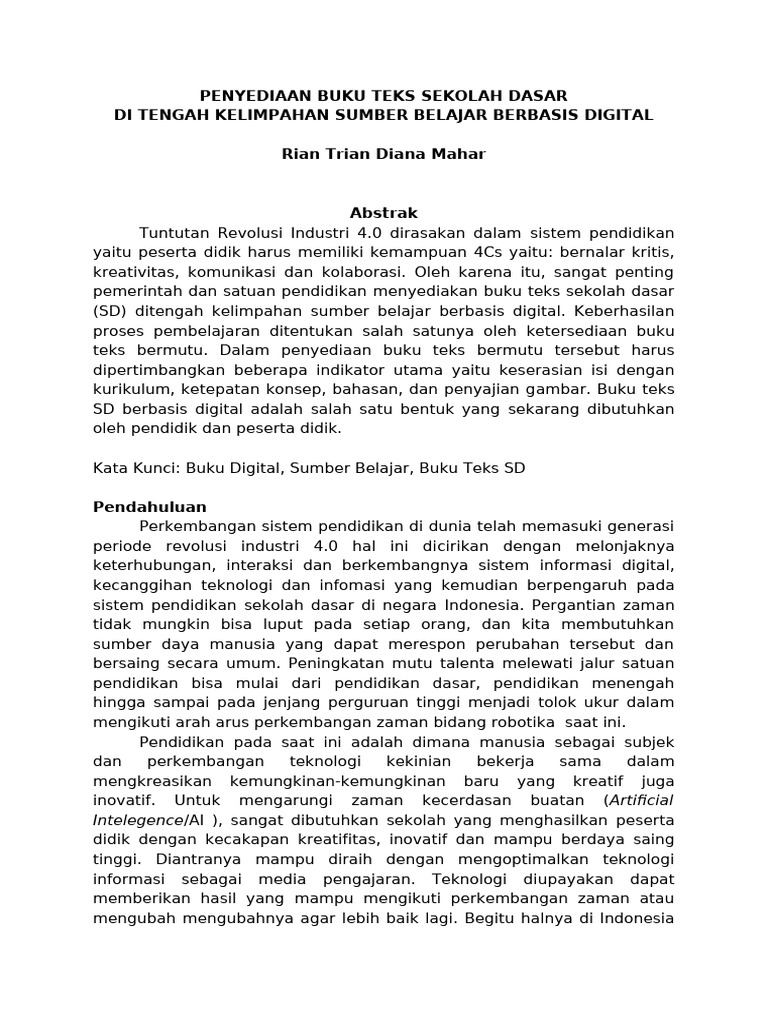 Rian Trian DM - Buku Teks SD - Revisi3 | PDF