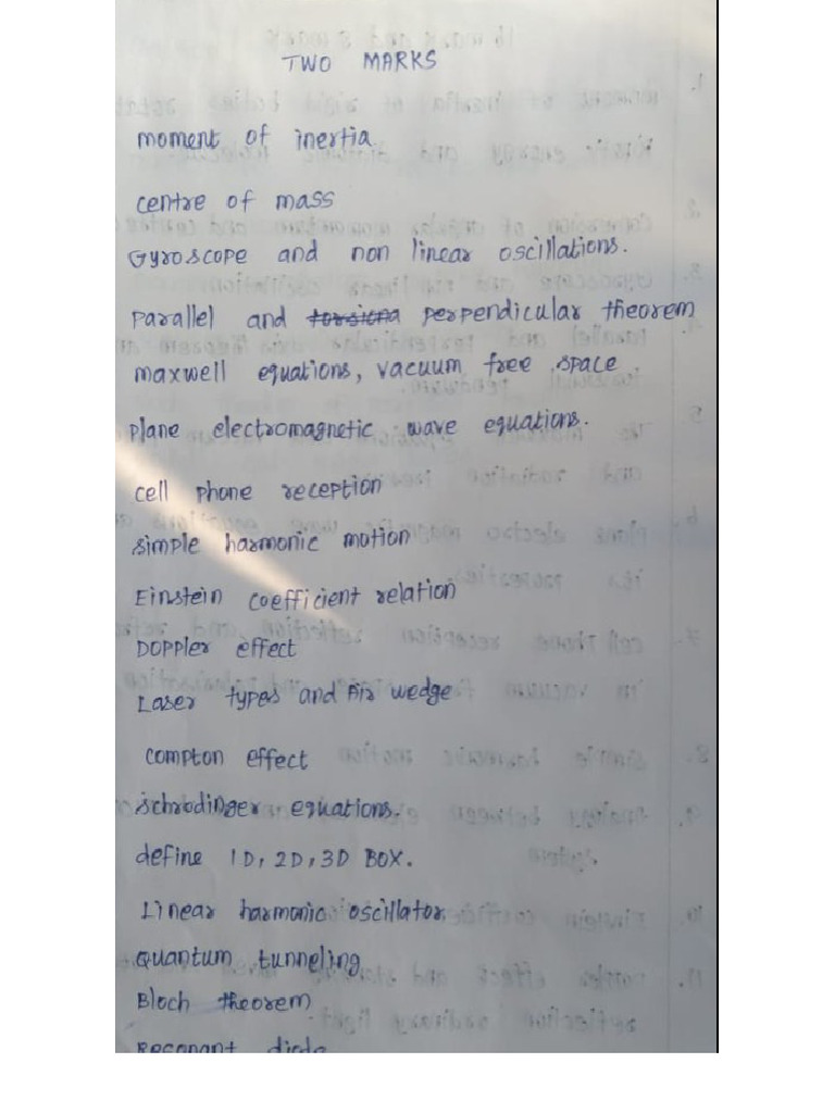 Physics Information and Technology 2mark | PDF