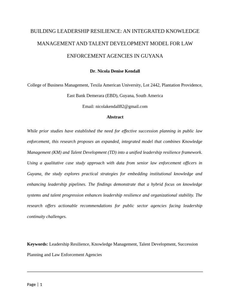 Building Leadership Resilience An Integrated Knowledge Management and ...