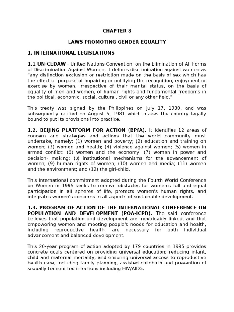 Philippine Gender Equality Laws Overview | PDF | Millennium Development ...