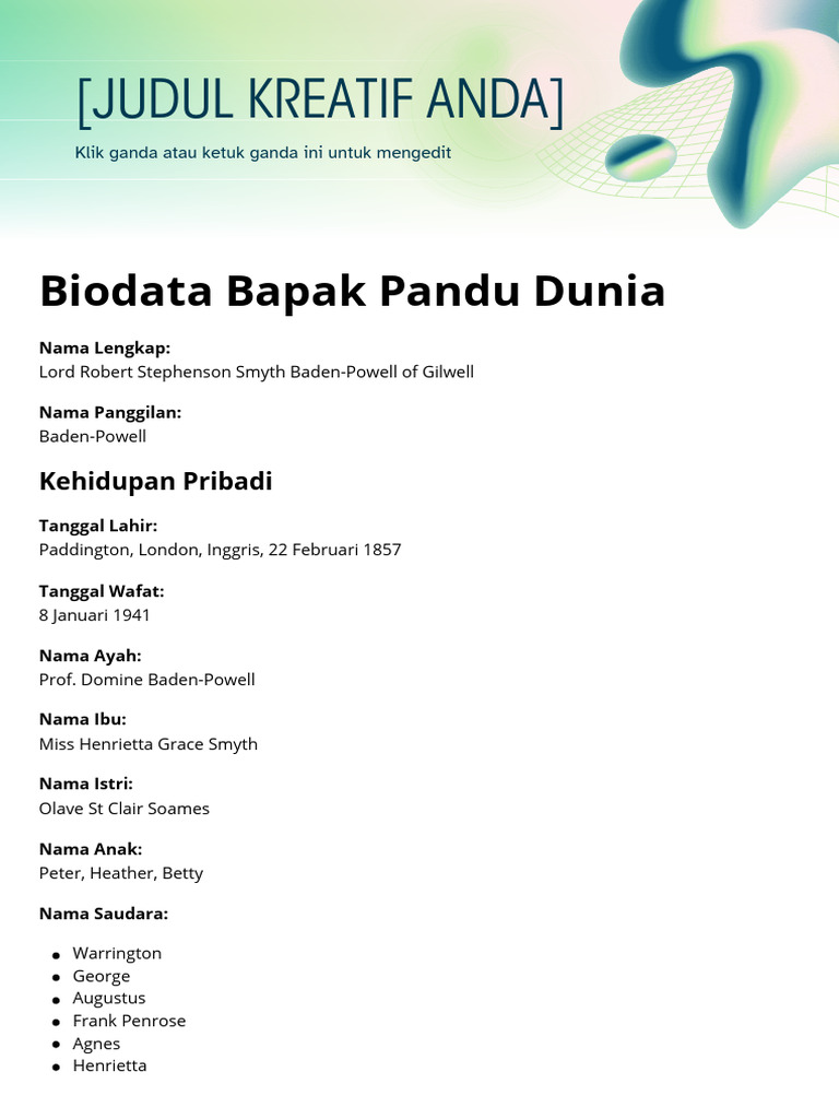 Biodata Bapak Pandu Dunia | PDF