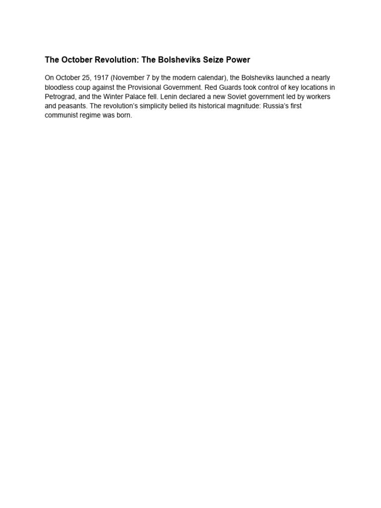 Bolsheviks' October Revolution Explained | PDF