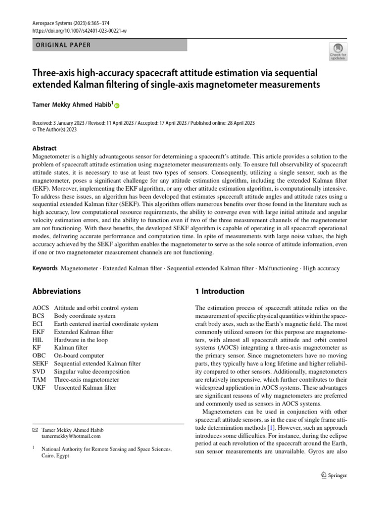 Three-Axis High-Accuracy Spacecraft Attitude Estimation Via Sequential ...